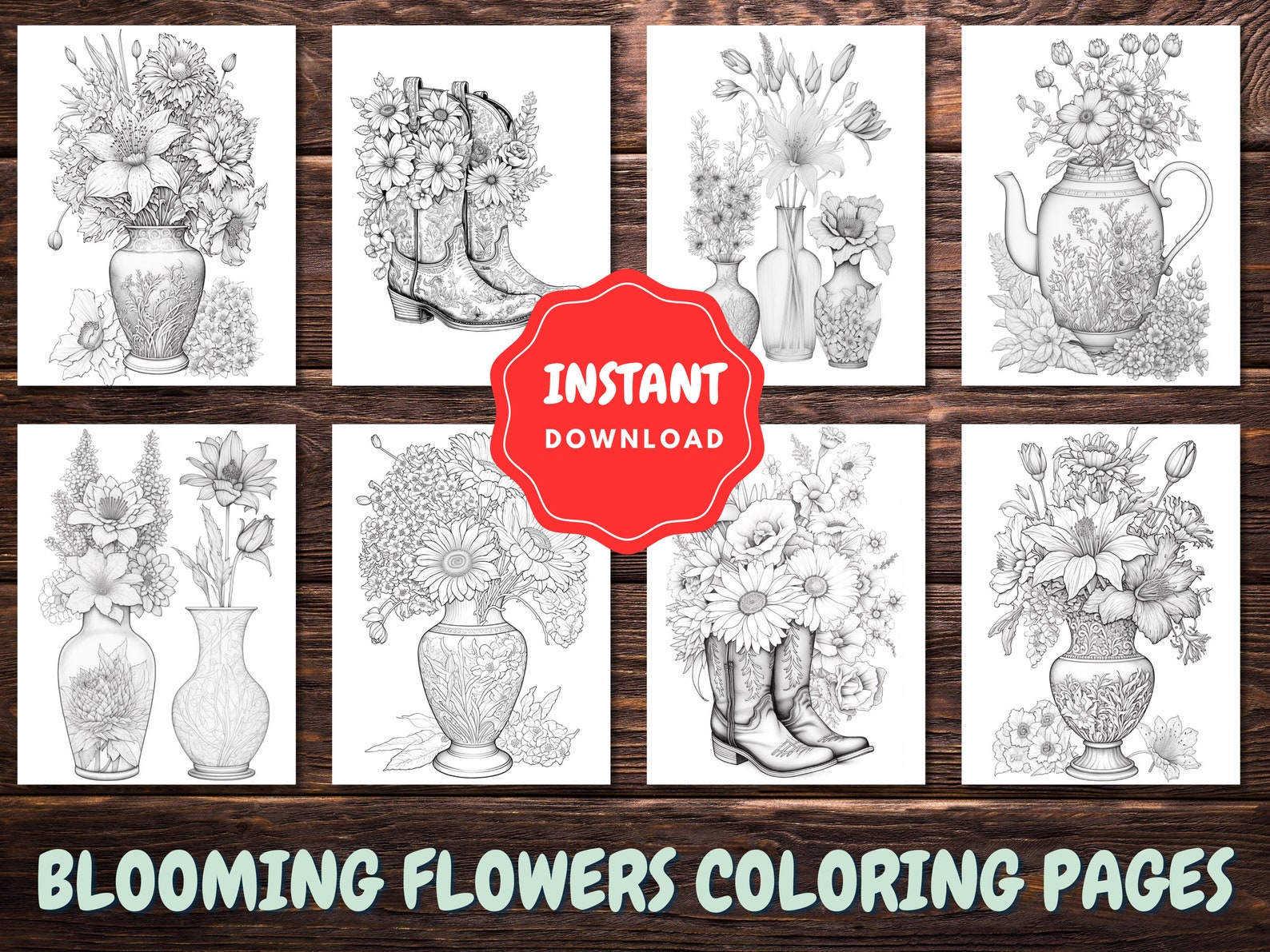 Printable Pdf | Floral Coloring Page | Pdf Download | Flower Coloring ...
