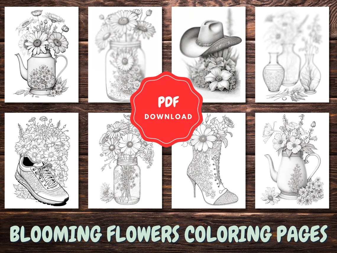 Printable Pdf | Floral Coloring Page | Pdf Download | Flower Coloring ...
