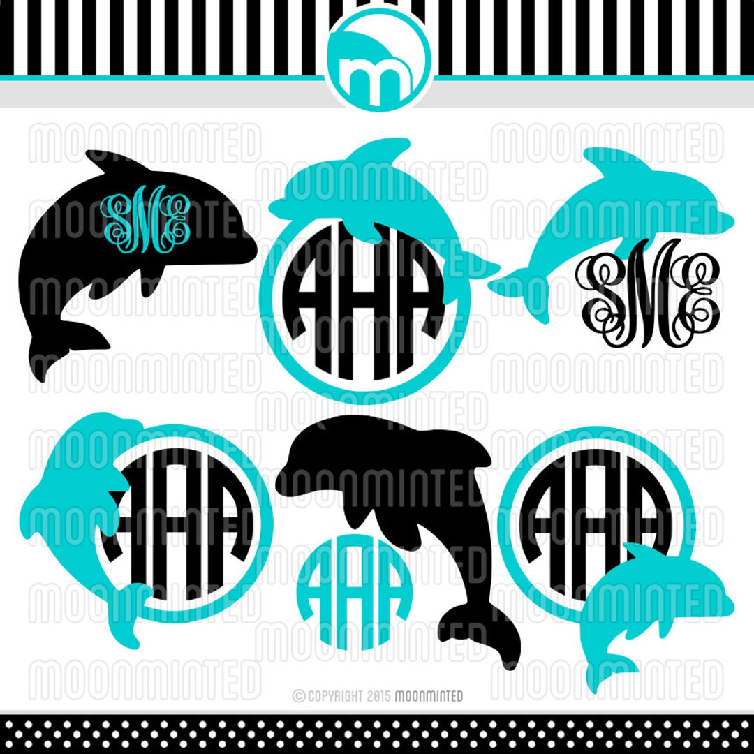 Dolphin SVG Cut Files Monogram Frames for Vinyl Cutters, Screen ...