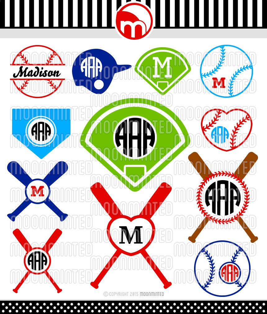 Baseball SVG Cut Files Monogram Frames for Vinyl Cutters - Etsy