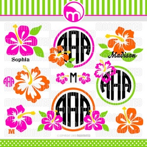 Hibiscus Flowers SVG Cut Files Monogram Frames for Vinyl Cutters ...