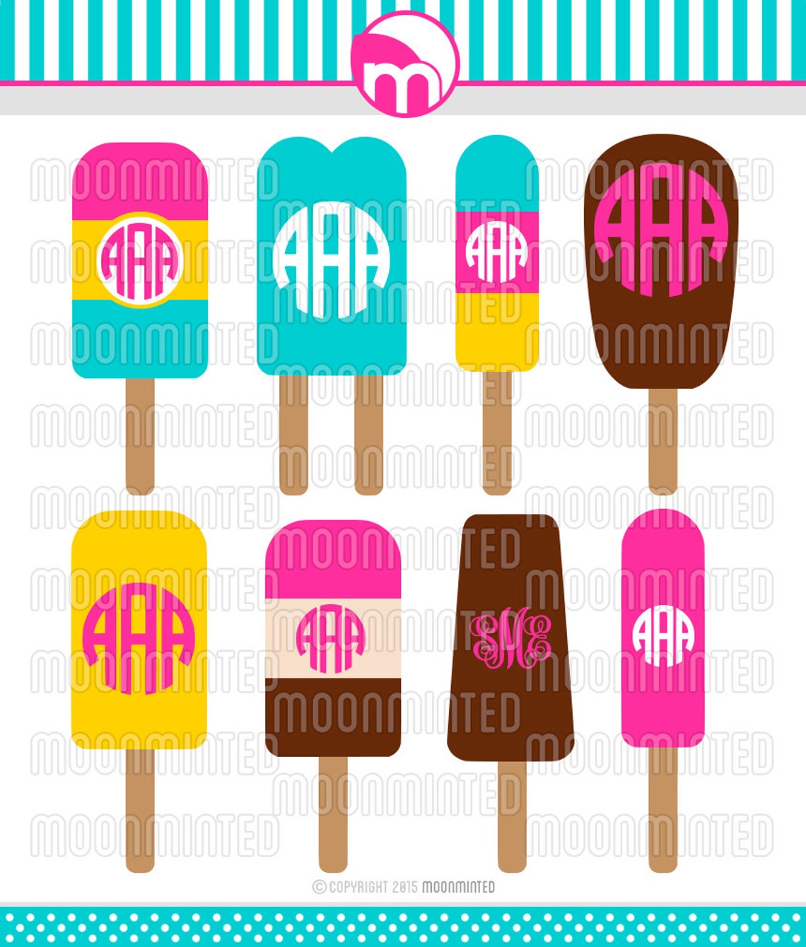 Summer Ice Pop SVG Cut Files Monogram Frames for Vinyl | Etsy