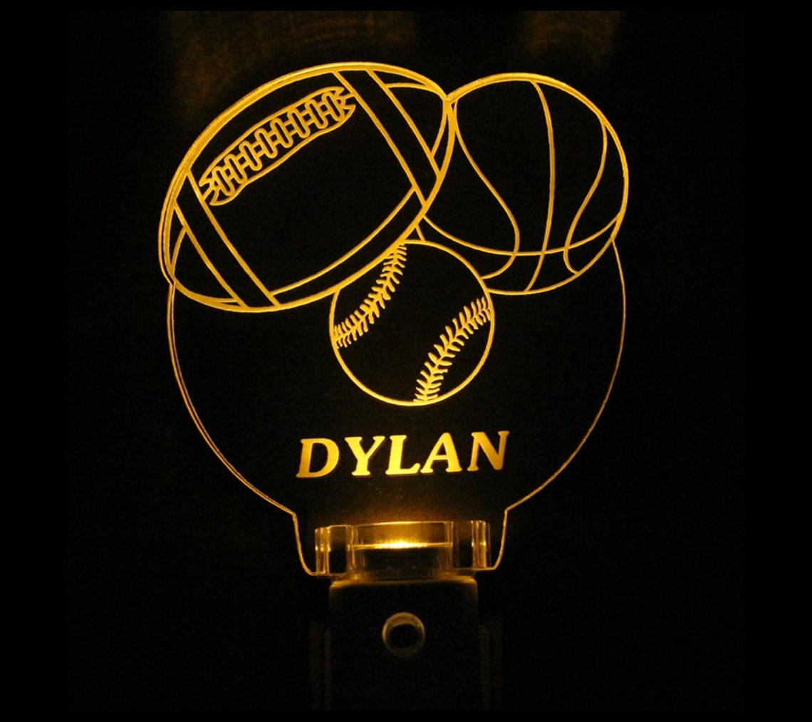 Personalized Football Baseball Basketball Sports Night Light - Etsy