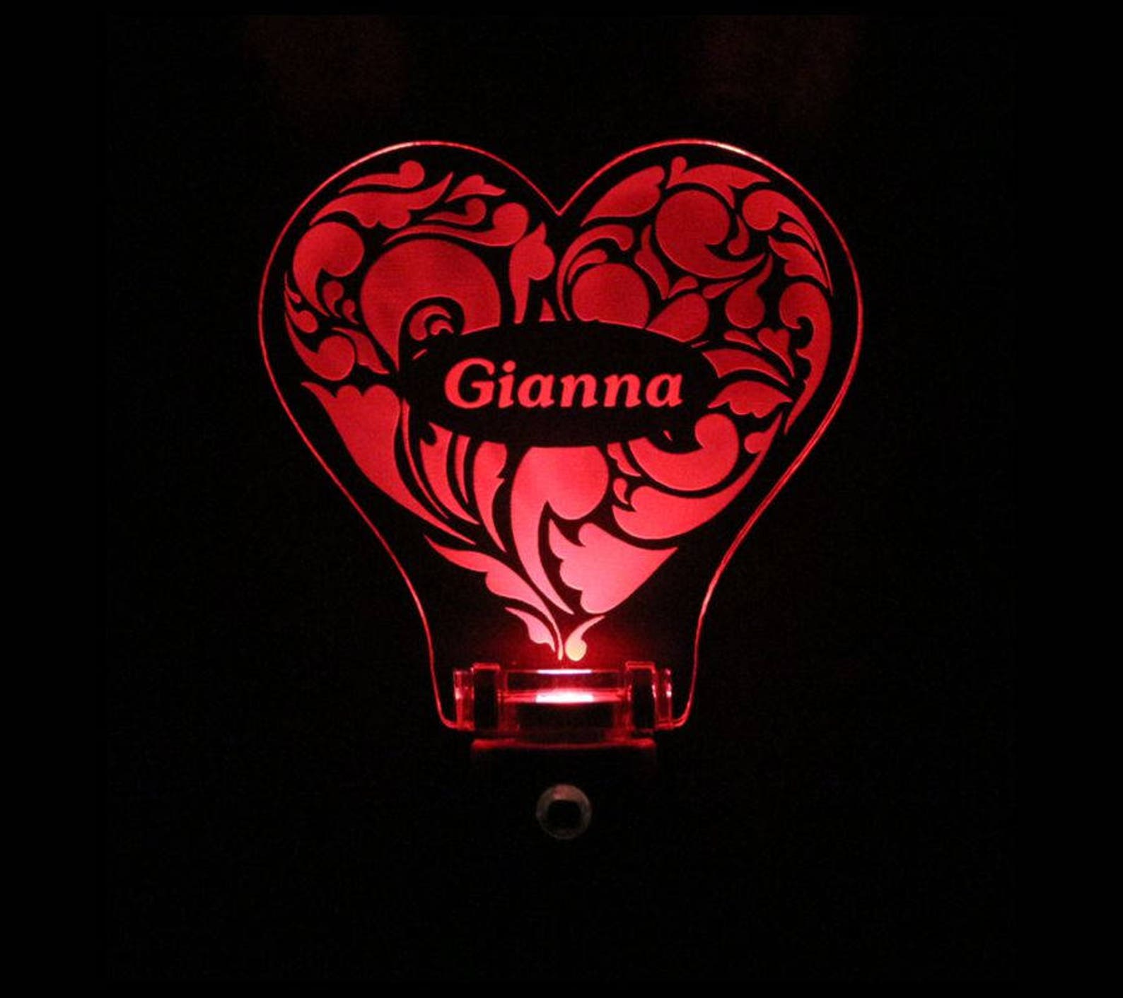 Heart Night Light Personalized Wall Plug In - Etsy