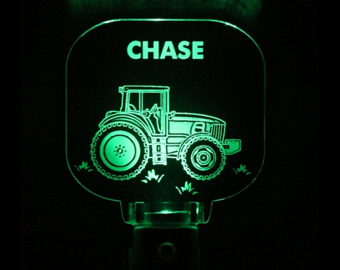 Tractor Night Light Personalized, Kids Gift, Wall Plug In, Choose Color ...