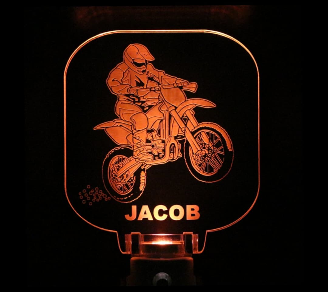 Dirt Bike Motorcycle Night Light, Motocross, Personalized, Choose Color ...