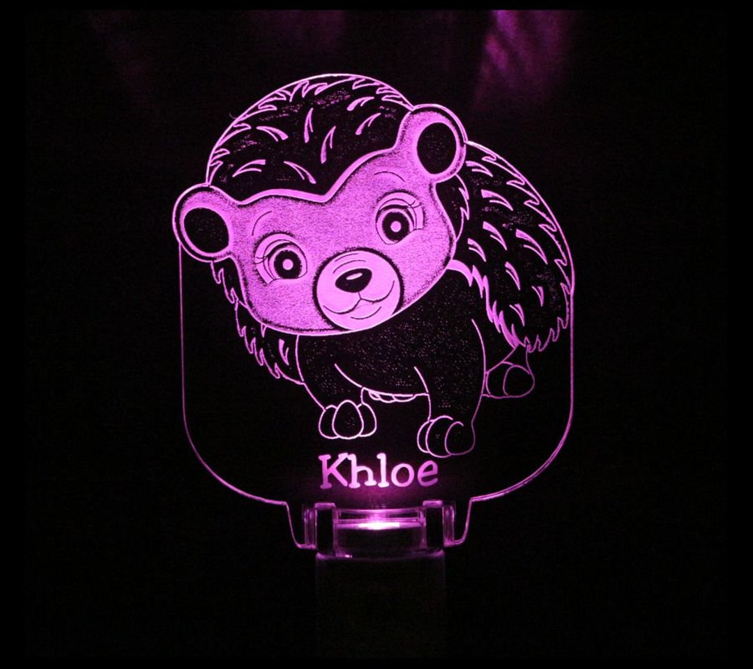 Hedgehog Night Light Personalized Kids Gift Wall Plug In - Etsy