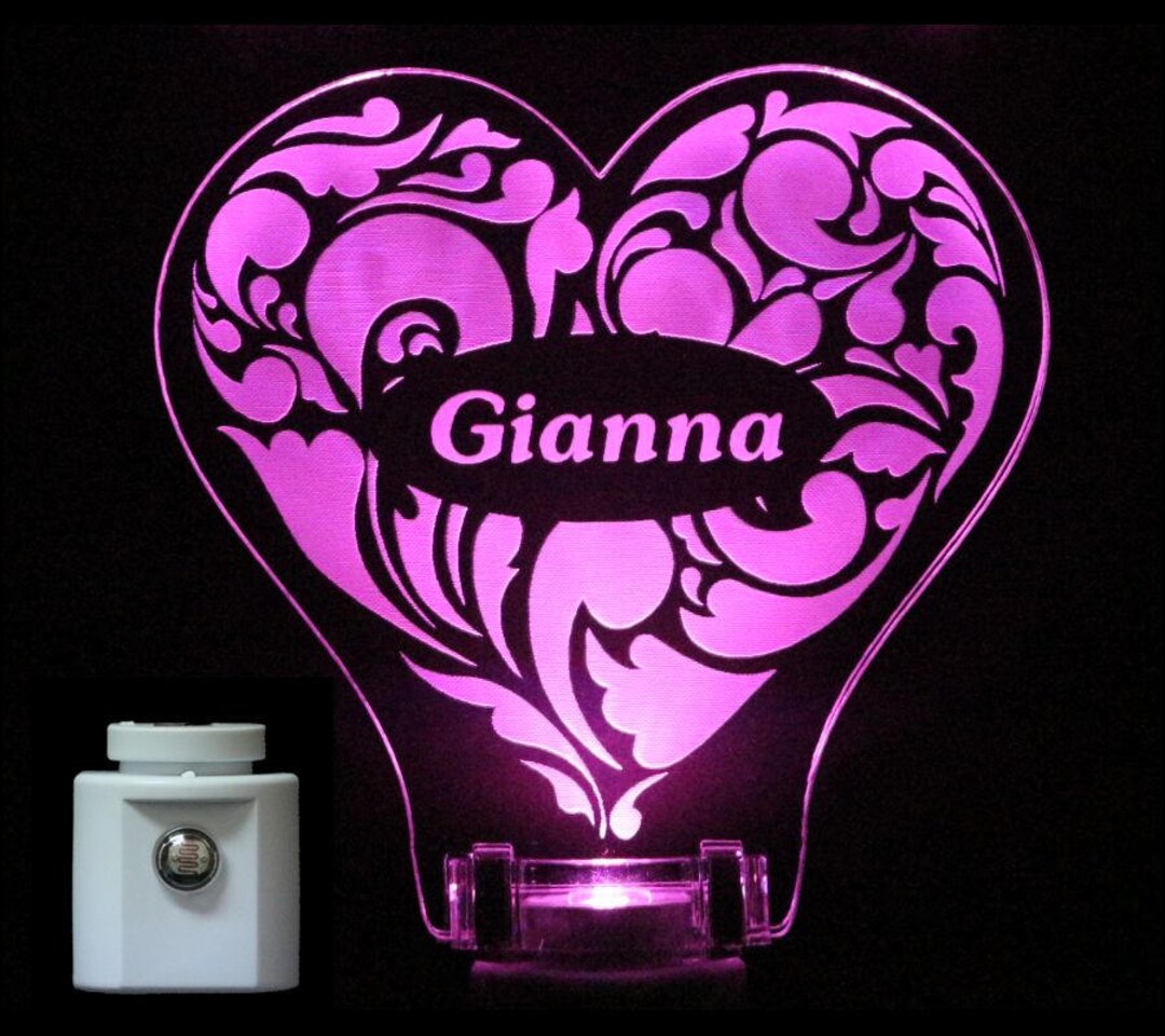 Heart Night Light Personalized Wall Plug In - Etsy