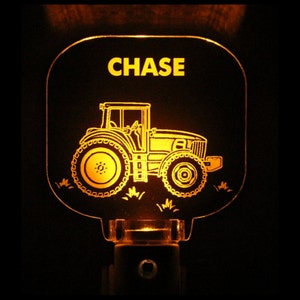 Tractor Night Light Personalized, Kids Gift, Wall Plug In, Choose Color ...