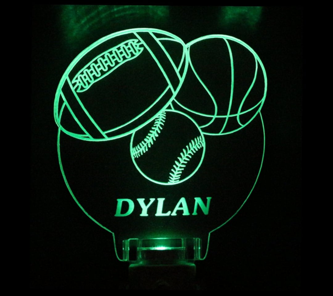 Personalized Football Baseball Basketball Sports Night Light - Etsy