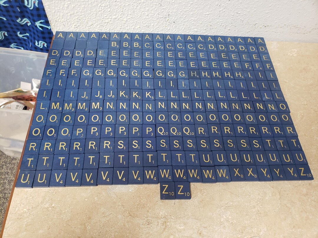 Scrabble Tiles 50th Anniversary Blue and Gold. Lot of 262. FREE ...
