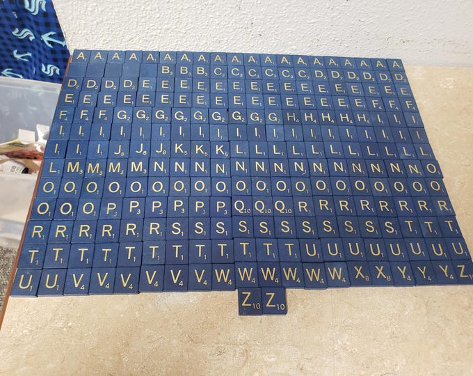Scrabble Tiles 50th Anniversary Blue and Gold. Lot of 262. FREE ...