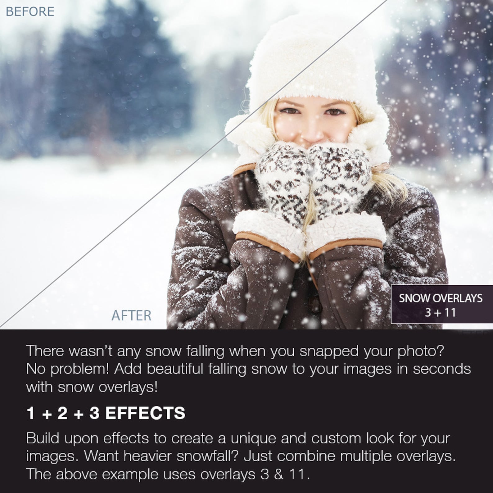 15 Snow Overlays | Instant Download | Includes 3 Snowflake Overlays ...