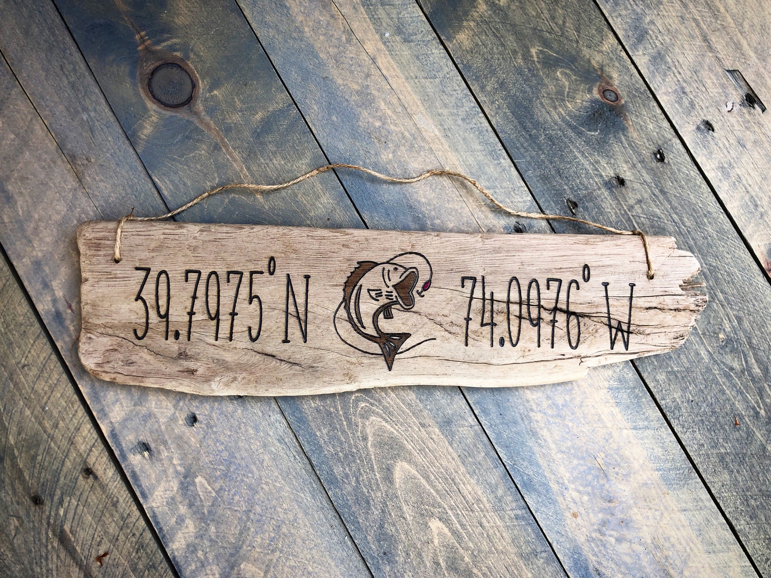 Outdoorsy Coordinates Sign | Driftwood Camping Rustic River Cabin Wall ...