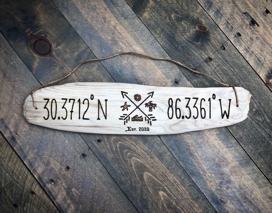 Crossed Arrows Driftwood Sign: Custom Arrow Compass Coordinates Sign ...