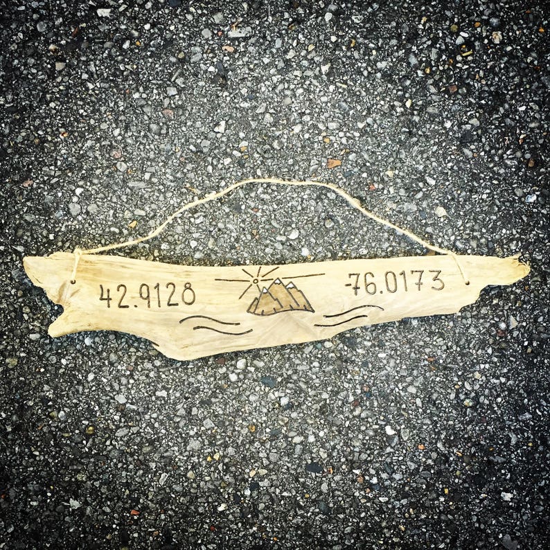 Forest Pine Tree Wood Coordinates Sign Driftwood Reclaimed - Etsy