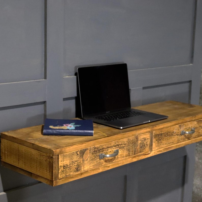Rustic Floating Desk Dressing Table With 2 Draws. - Etsy