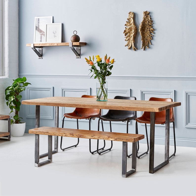 Industrial Reclaimed Wood Bench - U Base - Etsy UK