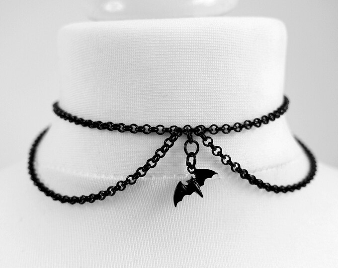 Limited 'made to Order' Black Dainty Gothic Chain Bat Choker - Etsy