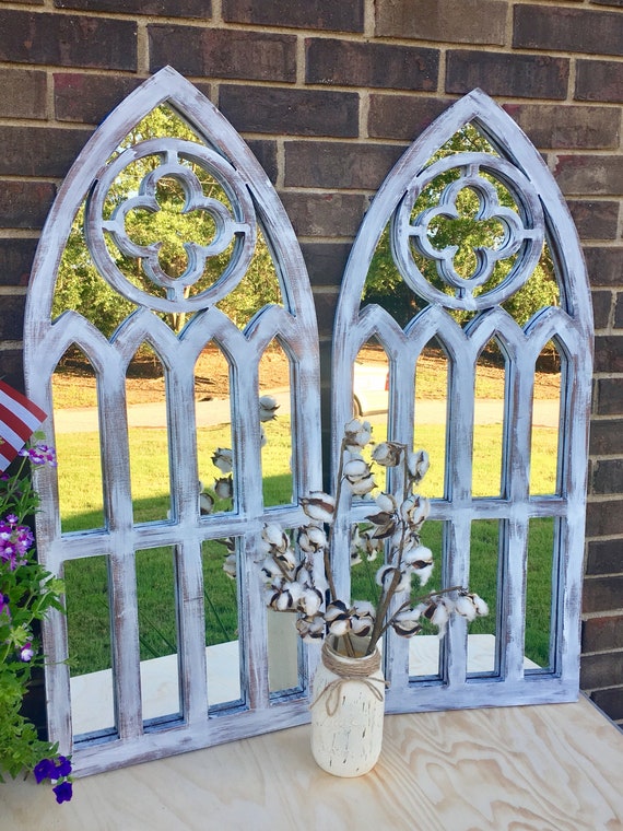 Farmhouse Arched Mirror With Quatrefoil Set of Two Etsy