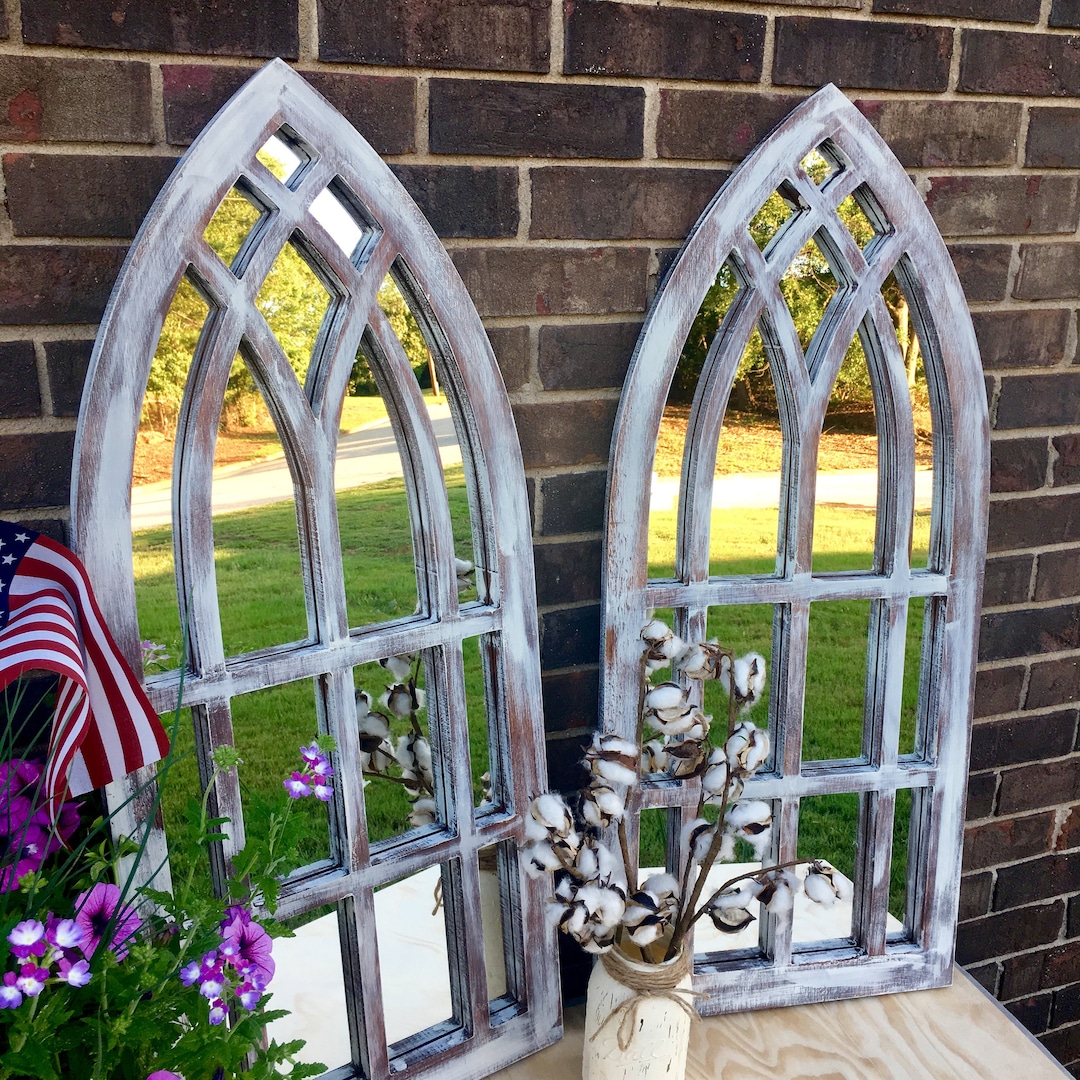 Farmhouse Arched Frames With Mirror Set of Two - Etsy