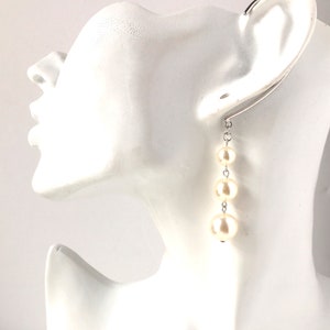MERMAID// Silver Dangle Ear Cuff, Swarovski Cream Pearls, Minimalist ...