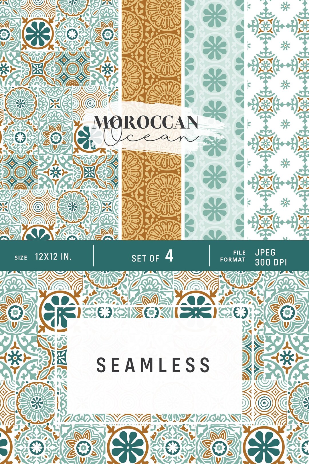 Moroccan Digital Paper, Digital Paper, Moroccan Paper, Moroccan Pattern ...