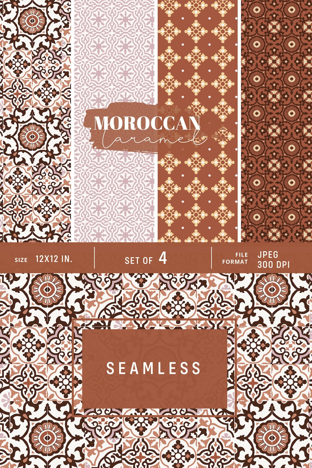 Moroccan Digital Paper, Moroccan Tile Pattern, Arabic Pattern, Islamic ...