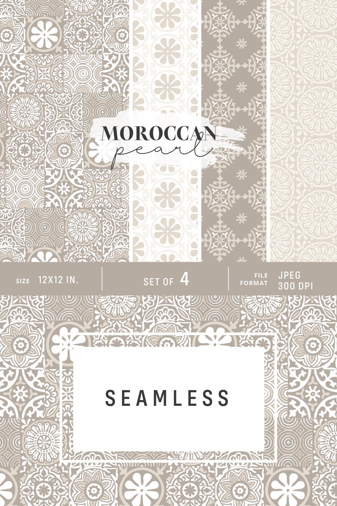 Moroccan Digital Paper, Moroccan Tile Pattern, Arabic Pattern, Islamic ...