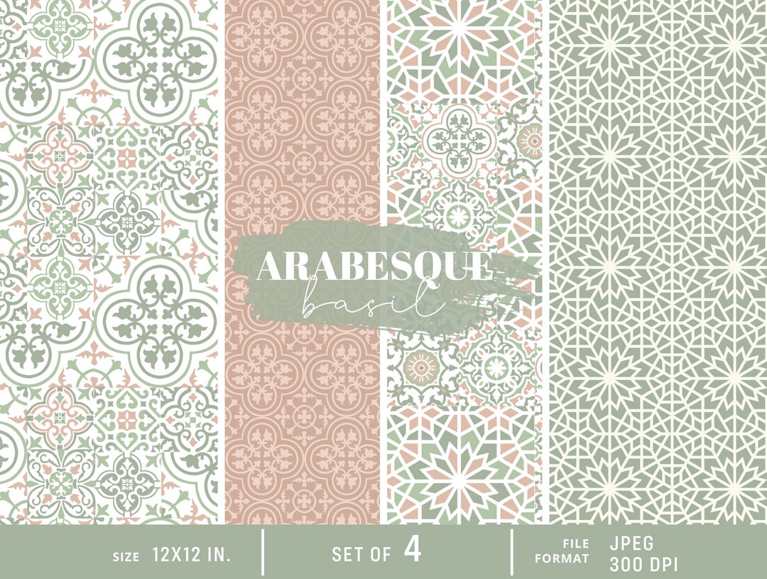 Moroccan Digital Paper, Moroccan Tile Pattern, Arabesque Pattern ...