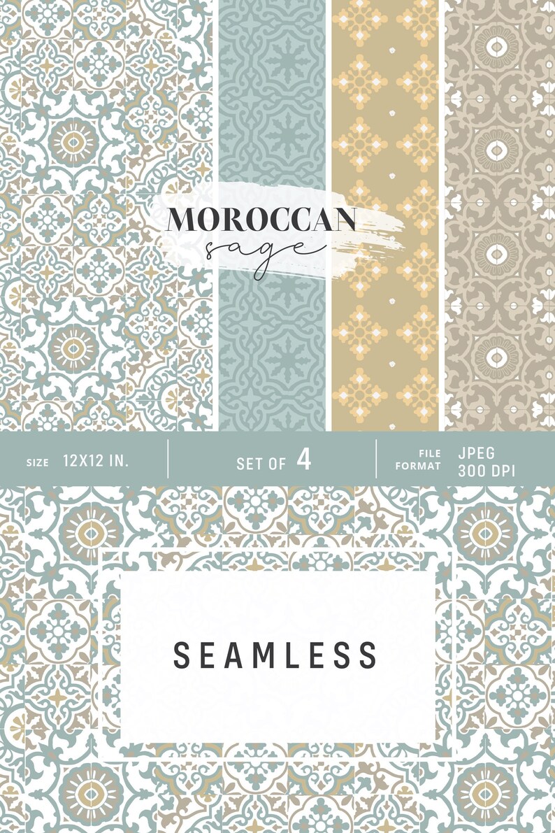 Moroccan Digital Paper Moroccan Tile Pattern Arabic Pattern - Etsy