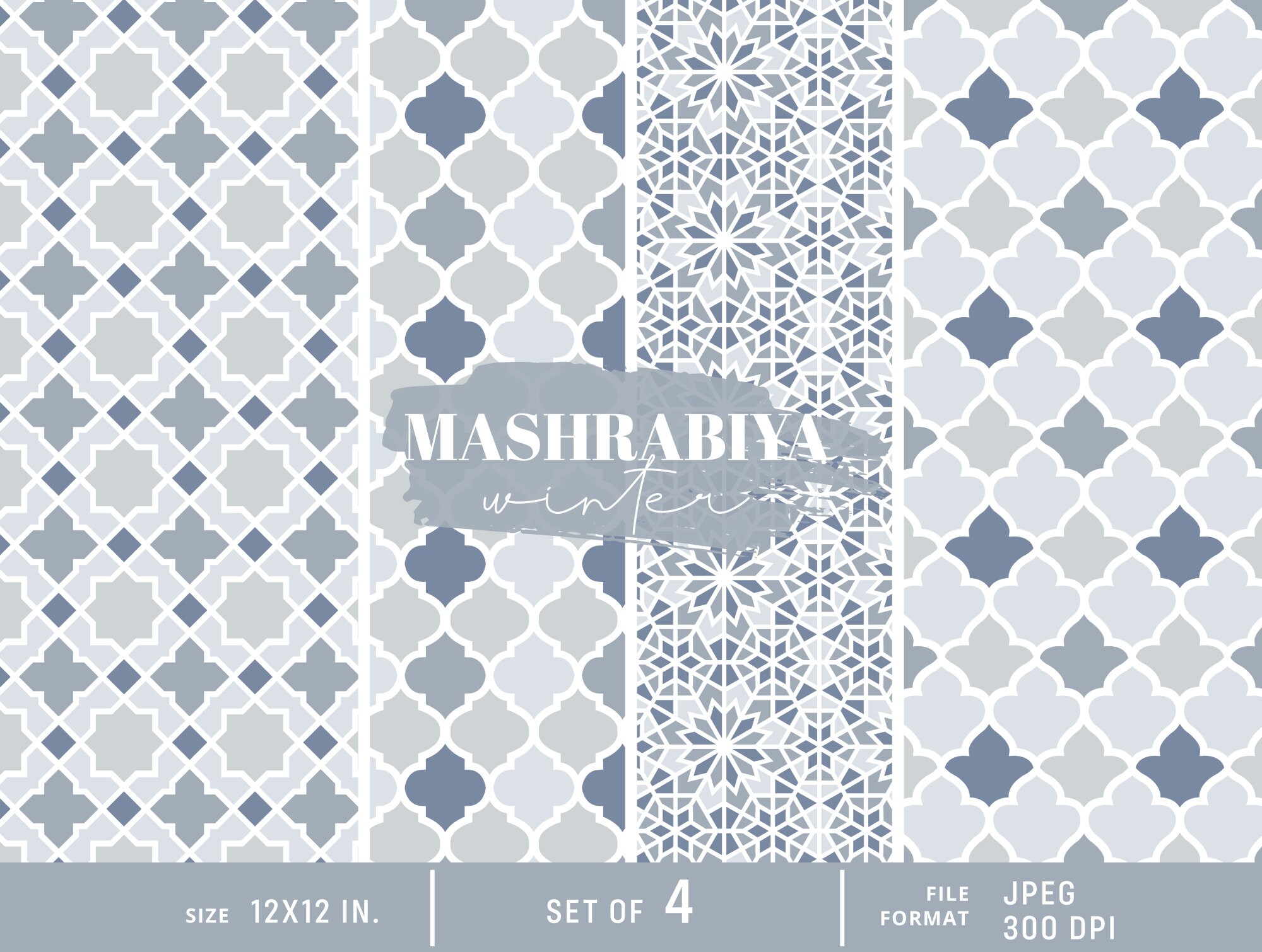 Moroccan Digital Paper, Moroccan Tile Pattern, Arabesque Pattern ...