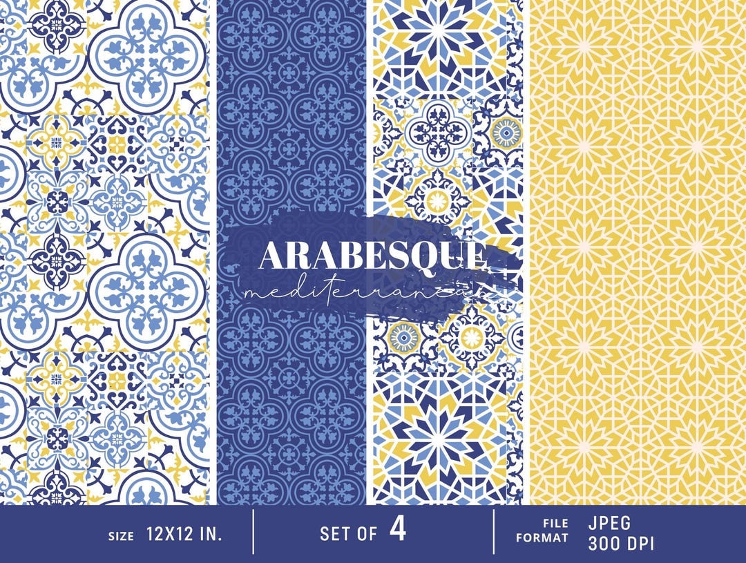 Moroccan Digital Paper, Moroccan Tile Pattern, Arabesque Pattern ...