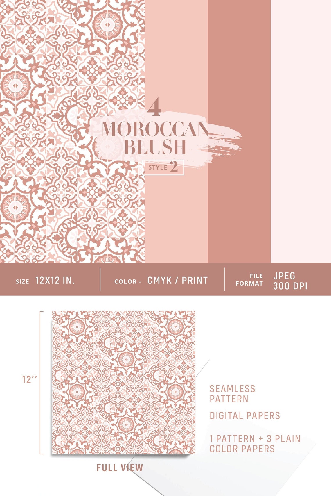 Moroccan Digital Paper Moroccan Tile Pattern Arabic Pattern | Etsy