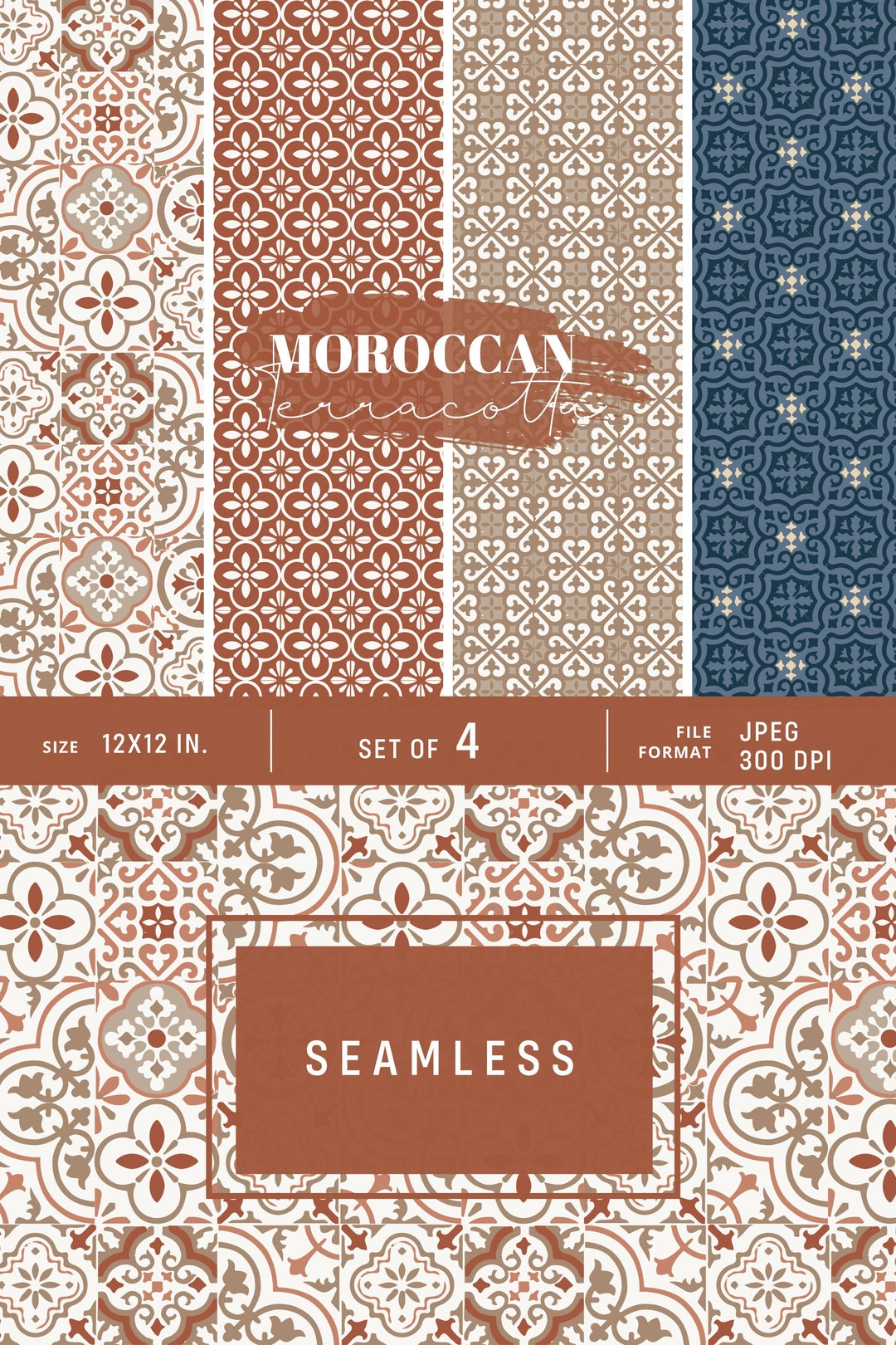 Moroccan Digital Paper, Moroccan Tile Pattern, Arabic Pattern, Islamic ...