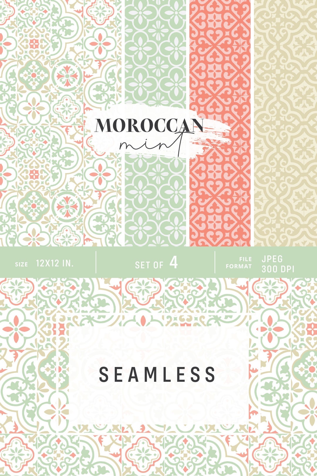 Moroccan Digital Paper, Moroccan Tile Pattern, Arabic Pattern, Islamic ...