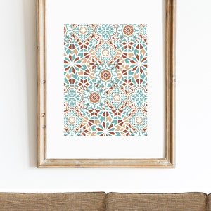 Moroccan Digital Paper, Moroccan Tile Pattern, Aqua Pattern, Islamic Pattern, Moroccan Paper ...