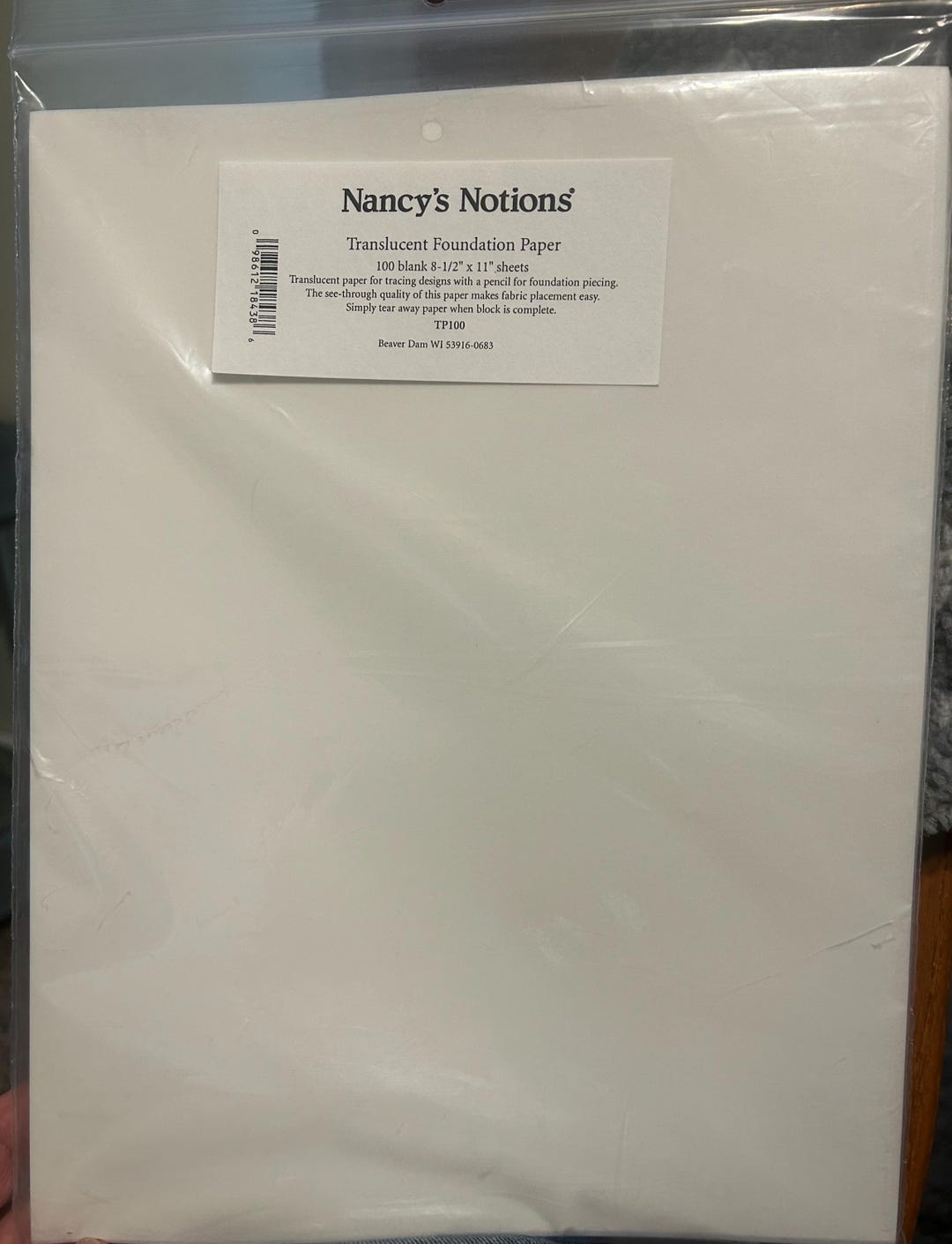 Nancy's Notions Translucent Foundation Paper. 100 Count Pack of Blank 8 ...