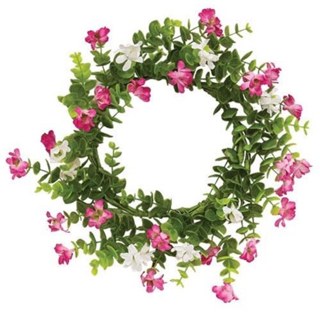 Pink and White Wildflower Candle Ring, Spring Candle Ring, Spring ...