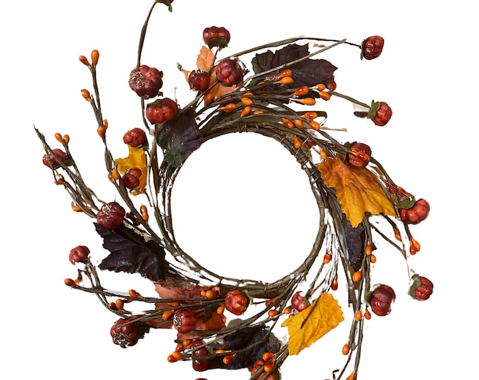 Fall Candle Ring, Fall Mini Wreath, Fall Pillar Candle Candle Ring ...
