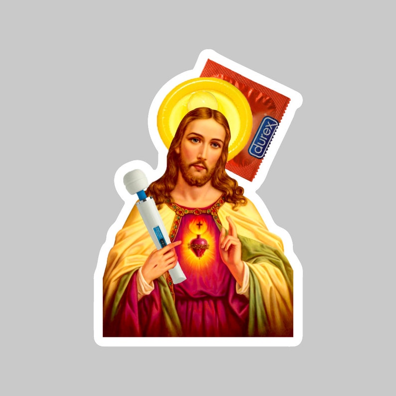 Jesus With Condom Halo and Magic Wand Die-cut Sticker - Etsy
