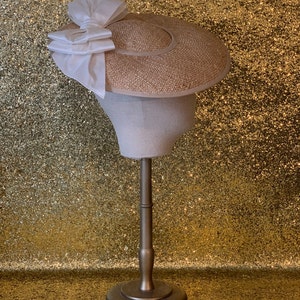 Vintage 1950s Inspired Plateau Style Straw Sun Hat With Silk Bow - Made ...