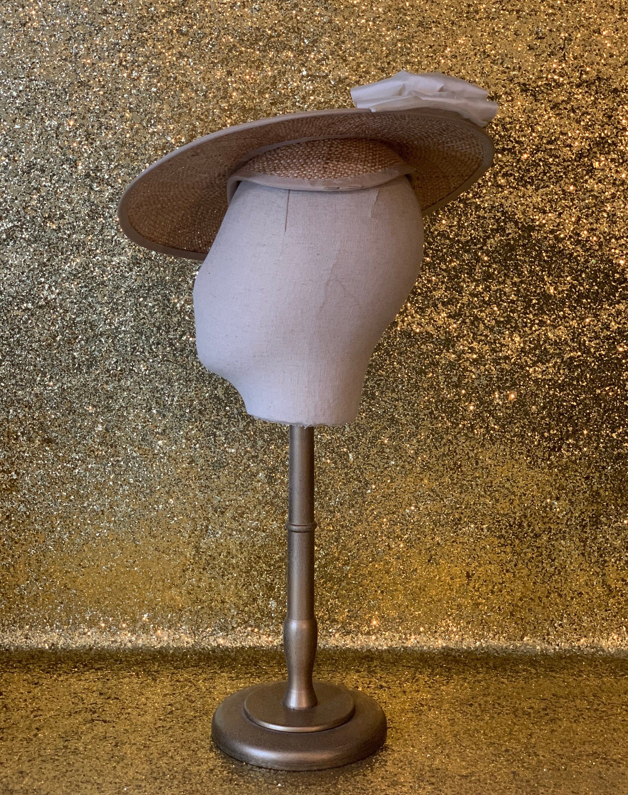 Vintage 1950s Inspired Plateau Style Straw Sun Hat With Silk Bow - Made ...