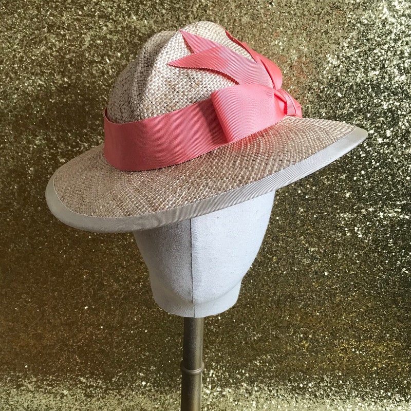 Flat Brim Straw Hat - Etsy