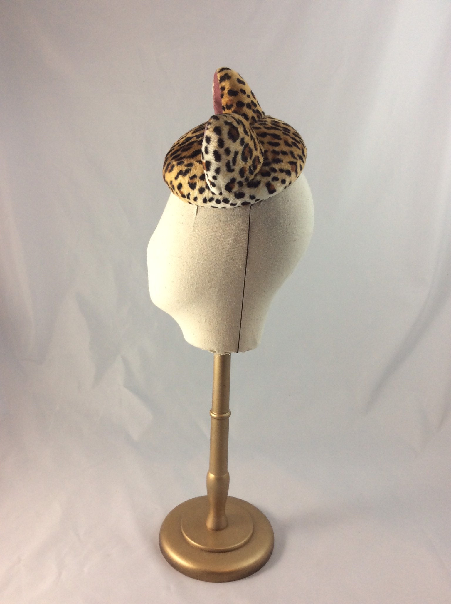 Kitsch Leopard 'pin Up' Kitty Cat Ear Beret Style Cocktail Hat Made to ...