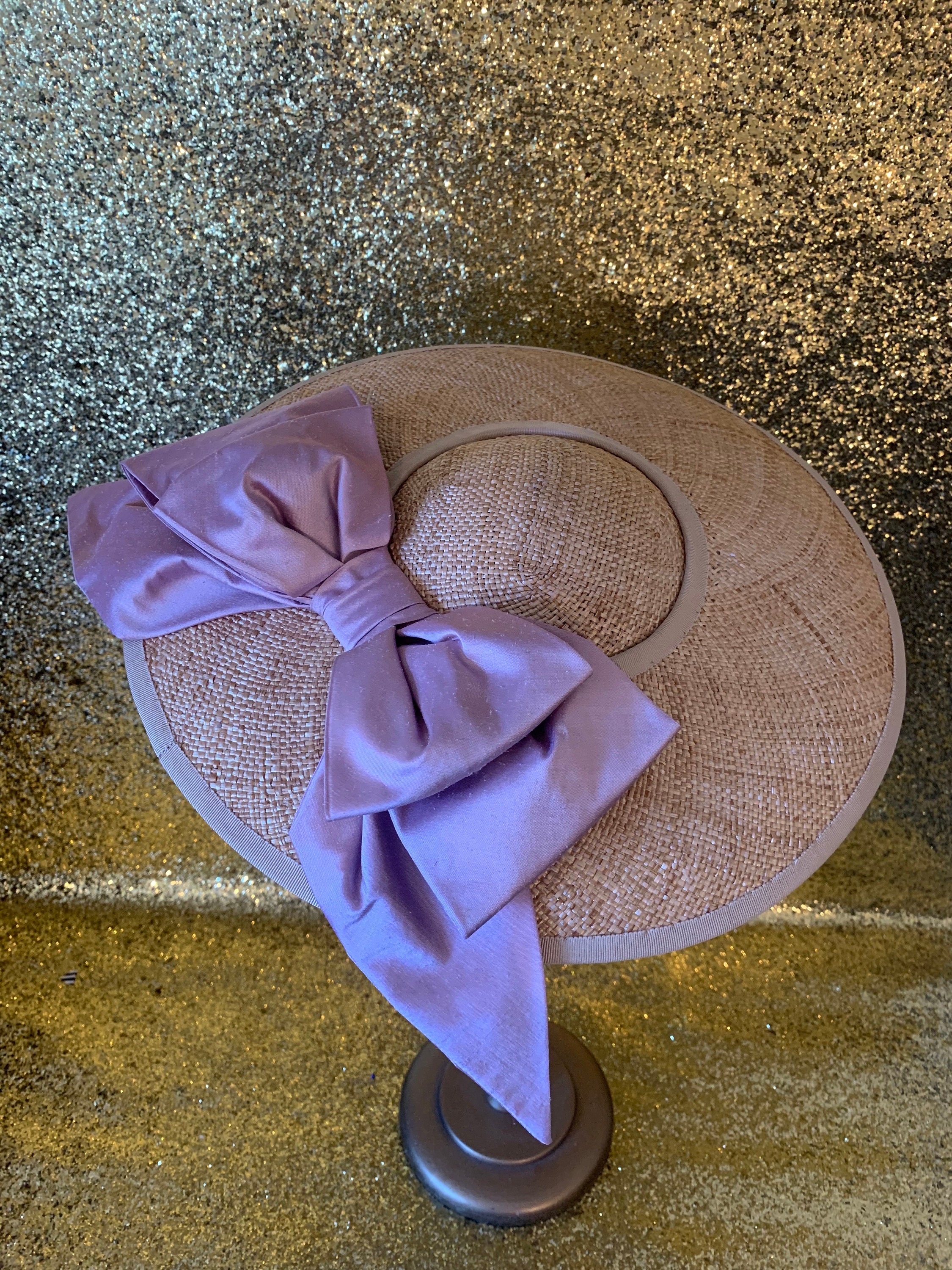 Vintage 1950s Inspired Plateau Style Straw Sun Hat With Silk Bow - Made ...