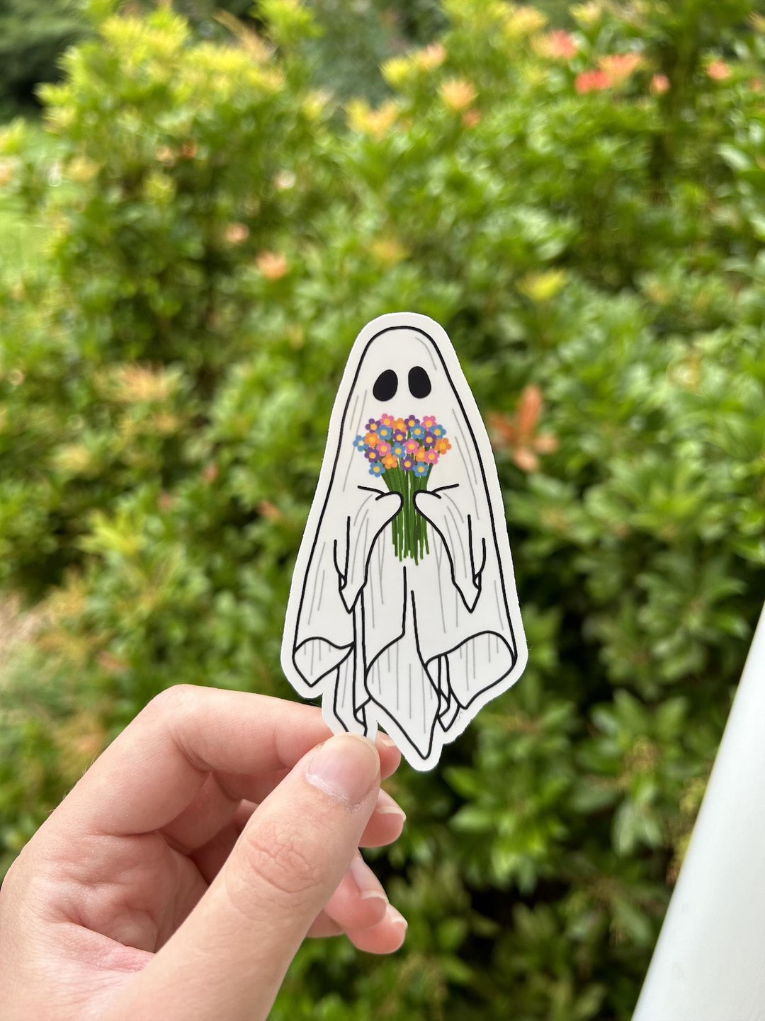 Flower Ghost Sticker | Ghost Sticker | Floral Ghost Sticker | Spooky ...