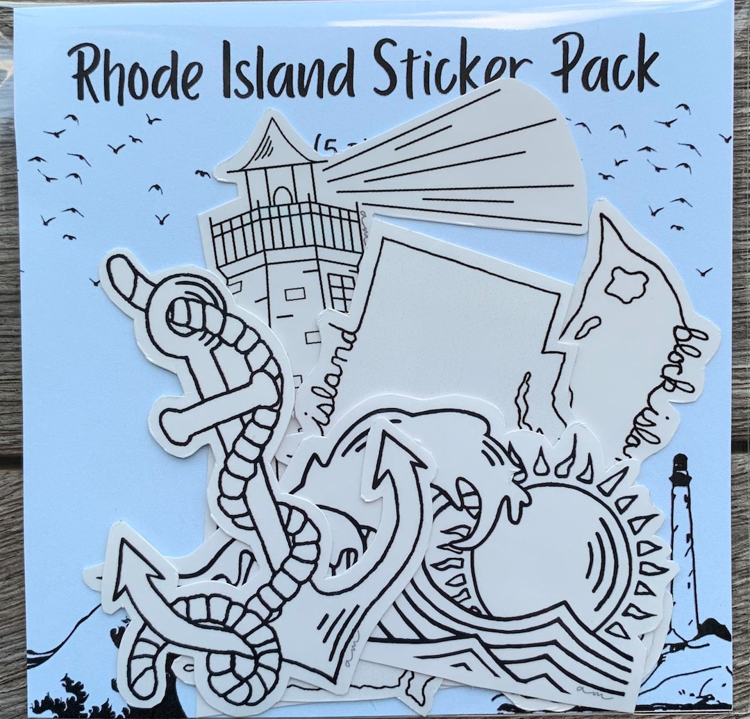 Rhode Island Sticker Pack | Wave Sticker | Rhode Island Sticker | Block ...
