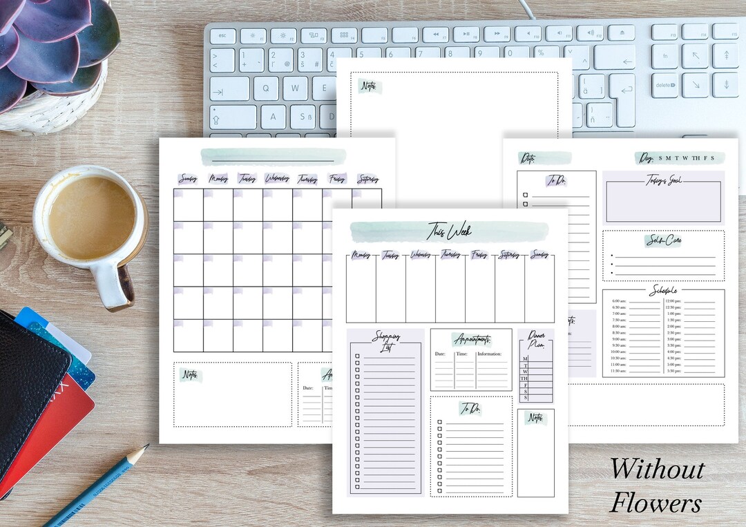 Printable Planner Pages (without Flowers) *digital Download* - Etsy