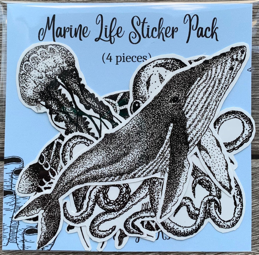 Marine Life Sticker Pack | Marine Animals | Turtle Sticker | Octopus ...
